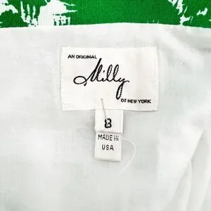 Milly | Dresses | Milly Of New York Green White Ikat Cotton Tie Waist ...
